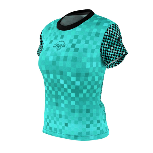 Women’s Multi Teal Checker MTB Jersey - Crank Style