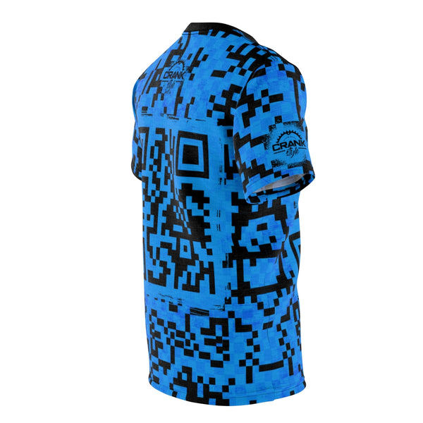 MEN'S BLUE & BLACK QR CODE CHECK MTB JERSEY II - Crank Style